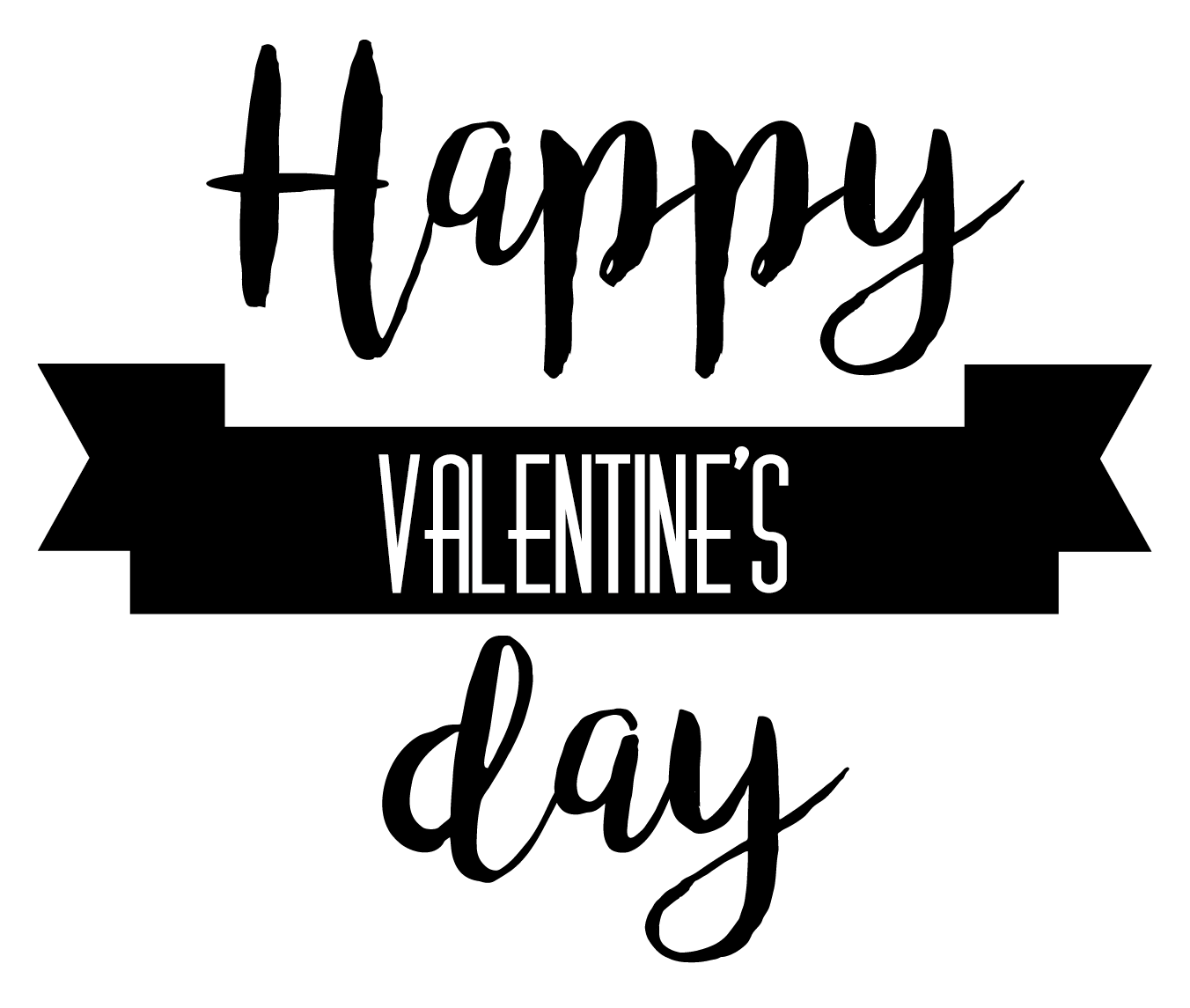 Happy Valentines Day Black Themed Stickers | Flexi Labels