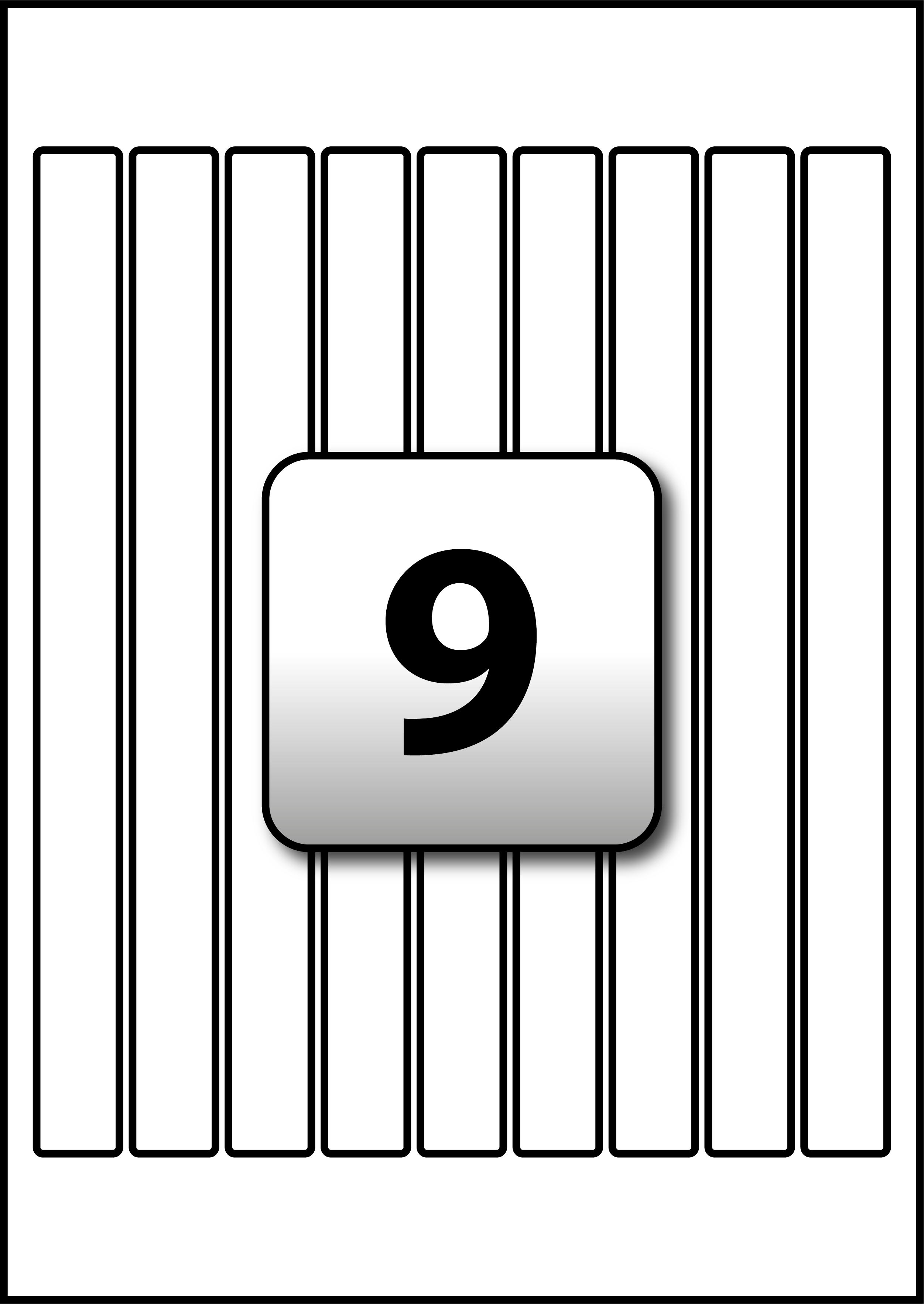 9 Rectangle Labels per A4 sheet 19 mm x 230 mm - Flexi Labels